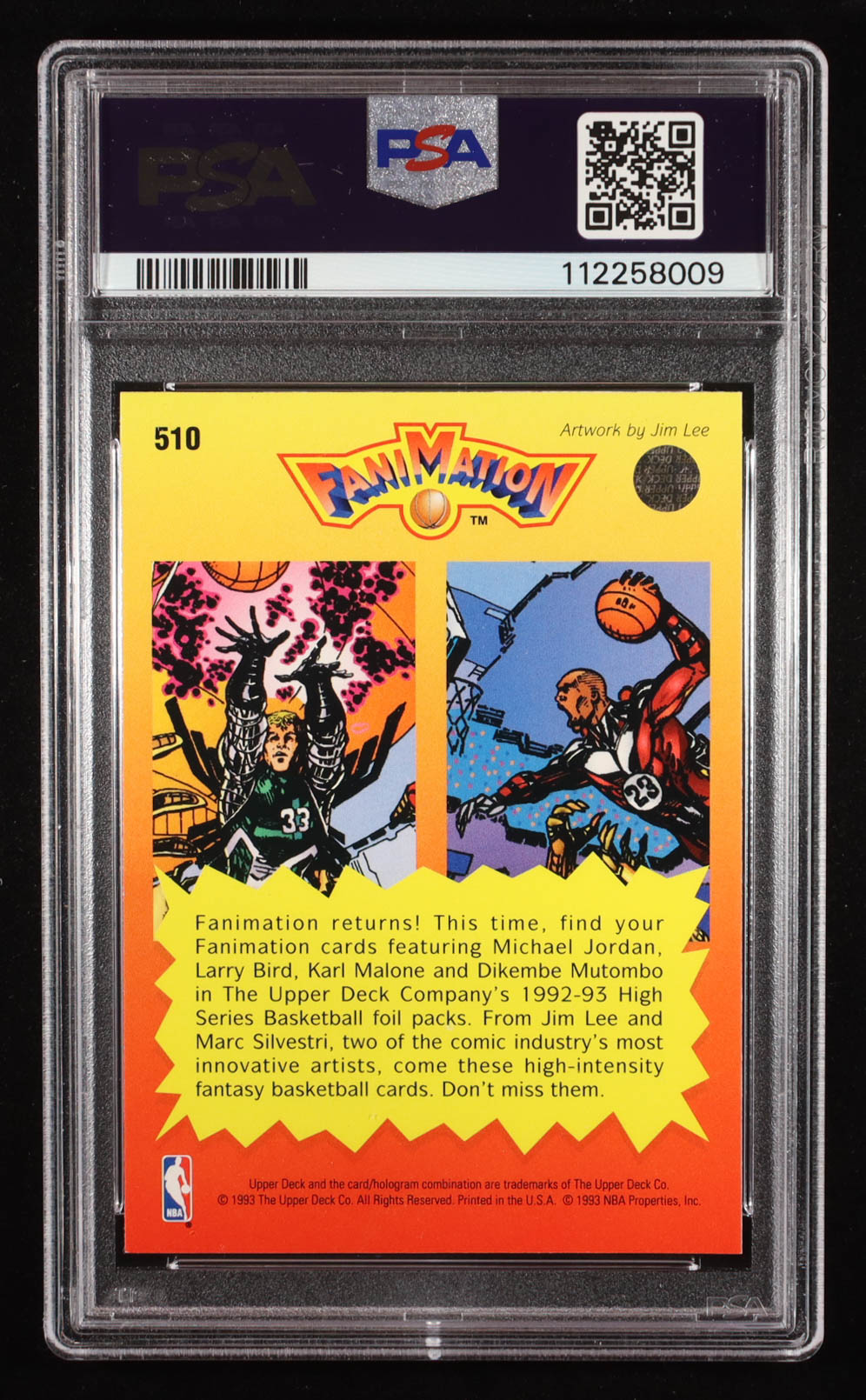 Larry Bird / Michael Jordan 1992 Upper Deck Fanimation #510 (PSA 8 ...