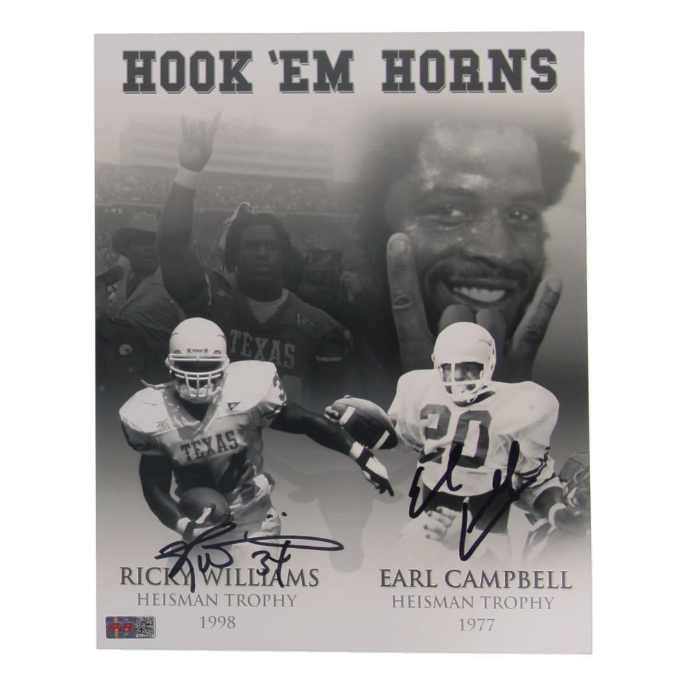 Ricky Williams & Earl Campbell Signed Texas Longhorns 11x14 Photo (PIA ...
