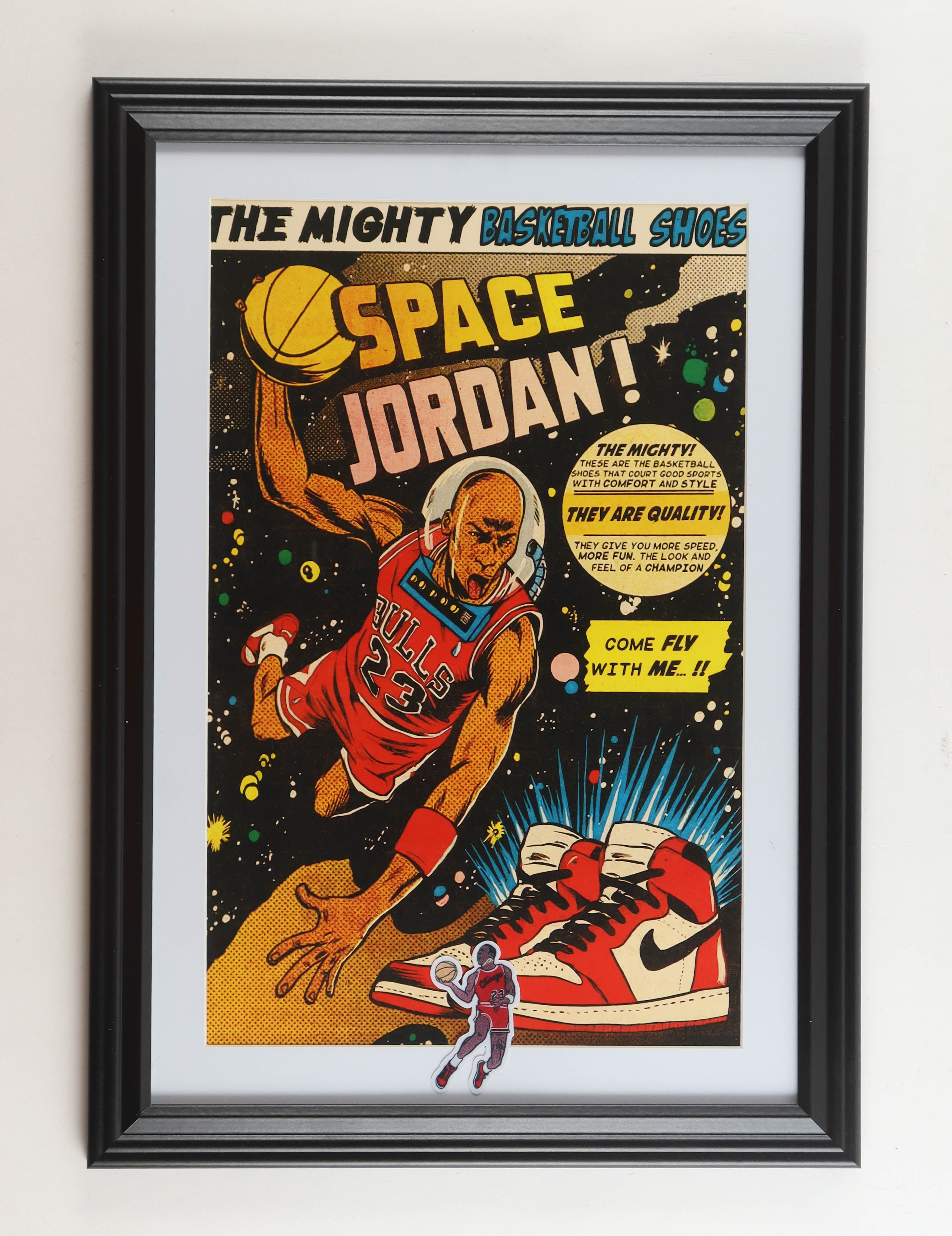1985 "Space Jordan!" Air Jordan 1 Promo Custom Framed Poster with ...