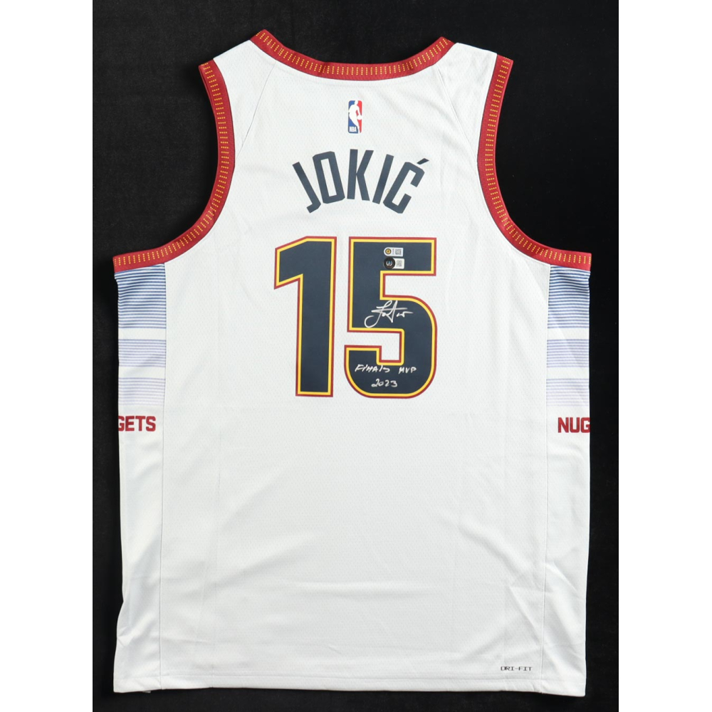 Nikola Jokic Signed Nuggets Nike Authentic Jersey Inscribed "Finals MVP ...