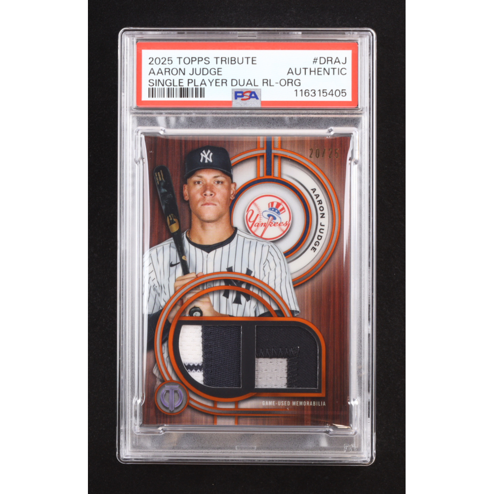 Aaron Judge 2025 Topps Tribute Dual Relics Orange #DRAJ #20/25 (PSA ...