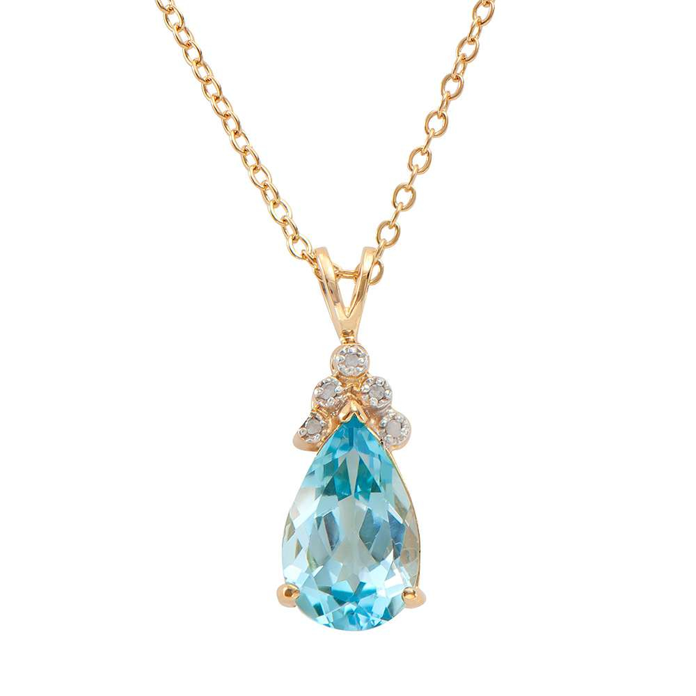 5.29 CTW Blue Topaz & Diamond 18K Gold Plated 18" Designer Necklace ...