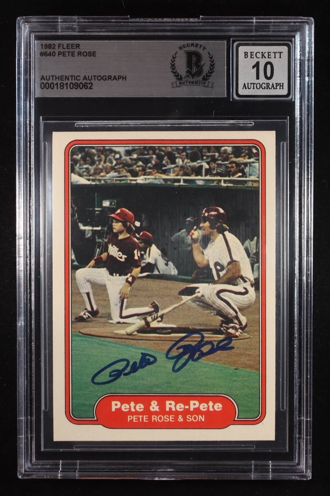 Pete Rose Signed 1982 Fleer #640 / Pete Rose Jr. (BGS | Autograph Grade ...