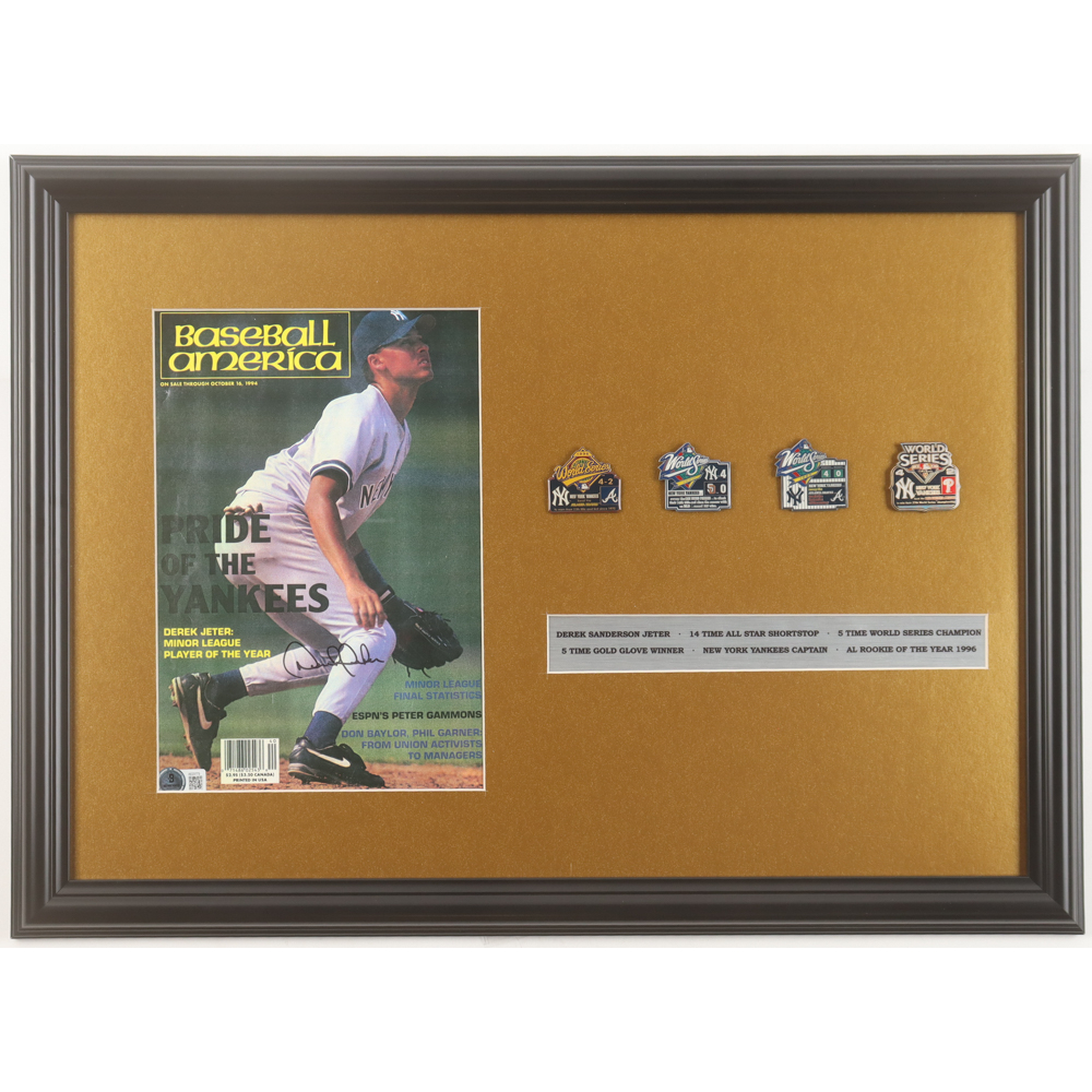 Derek Jeter Signed Custom Framed 1994 Baseball America Magazine Cover ...