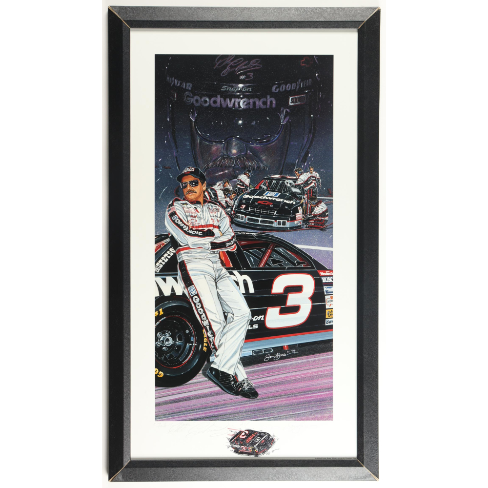 Dale Earnhardt Sr. Signed NASCAR "Fade To Black" Custom Framed Print ...