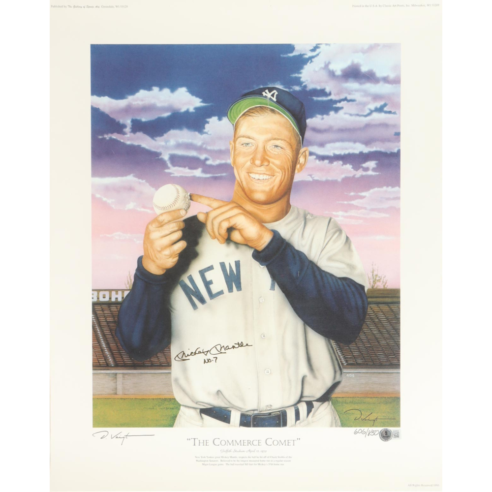 David Voigt Signed LE Mickey Mantle "The Commerce Comet" Lithograph ...