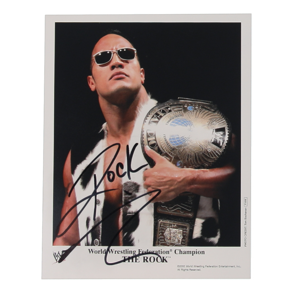 Dwayne "The Rock" Johnson Signed WWF 8x10 Photo (ACOA) | Pristine Auction