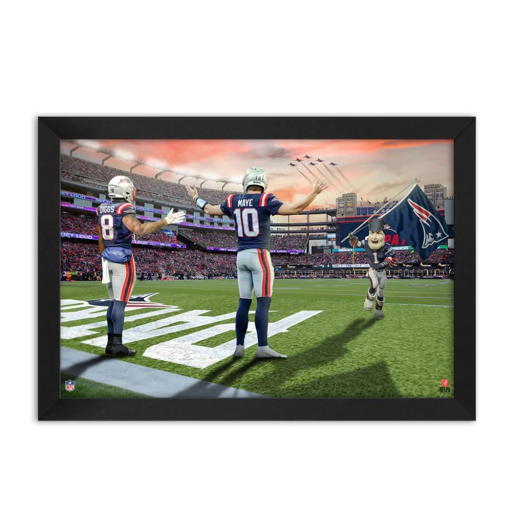 Drake Maye & Stefon Diggs Patriots Patriots Custom Framed Art Print ...