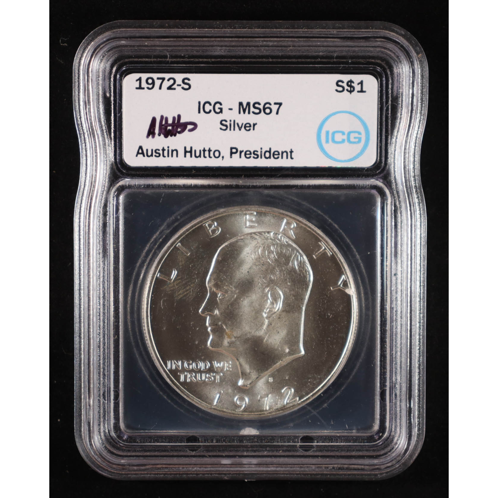 1972-S Eisenhower Silver Dollar - Austin Hutto Signature Label (ICG ...