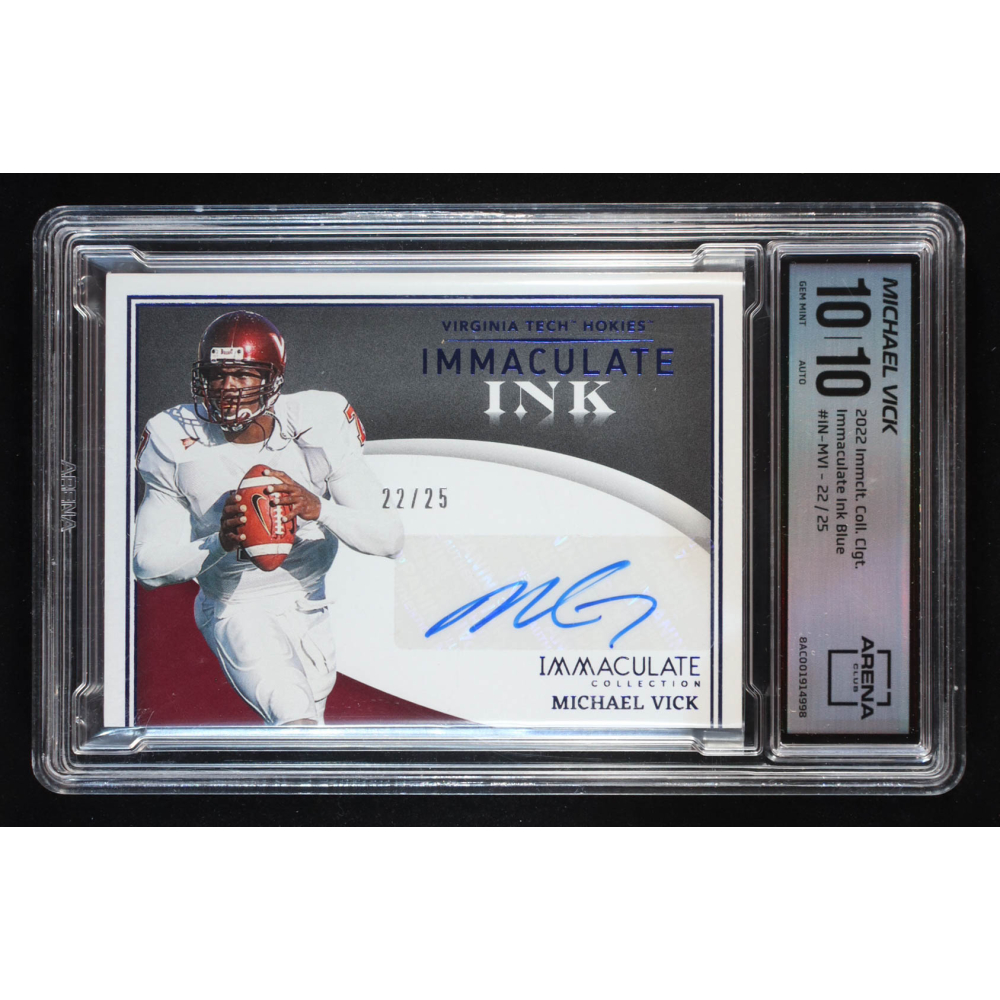 Michael Vick 2022 Immaculate Collection Collegiate Immaculate Ink Blue ...