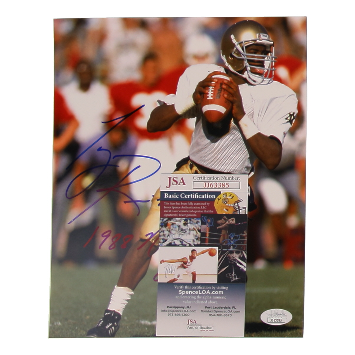Tony Rice Signed Fighting Irish 8x10 Photo Inscribed "1988 National ...