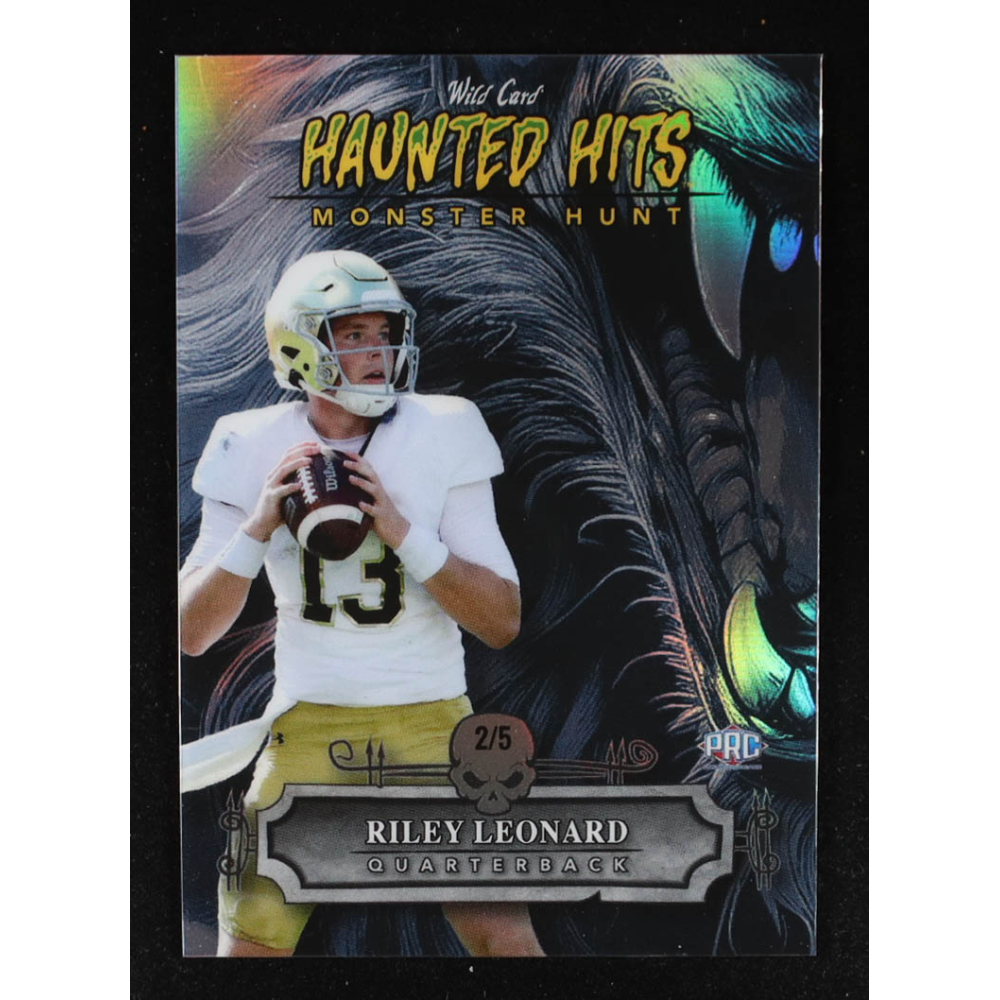 Riley Leonard 2024 Wild Card Haunted Hits Monster Hunt Silver Werewolf ...