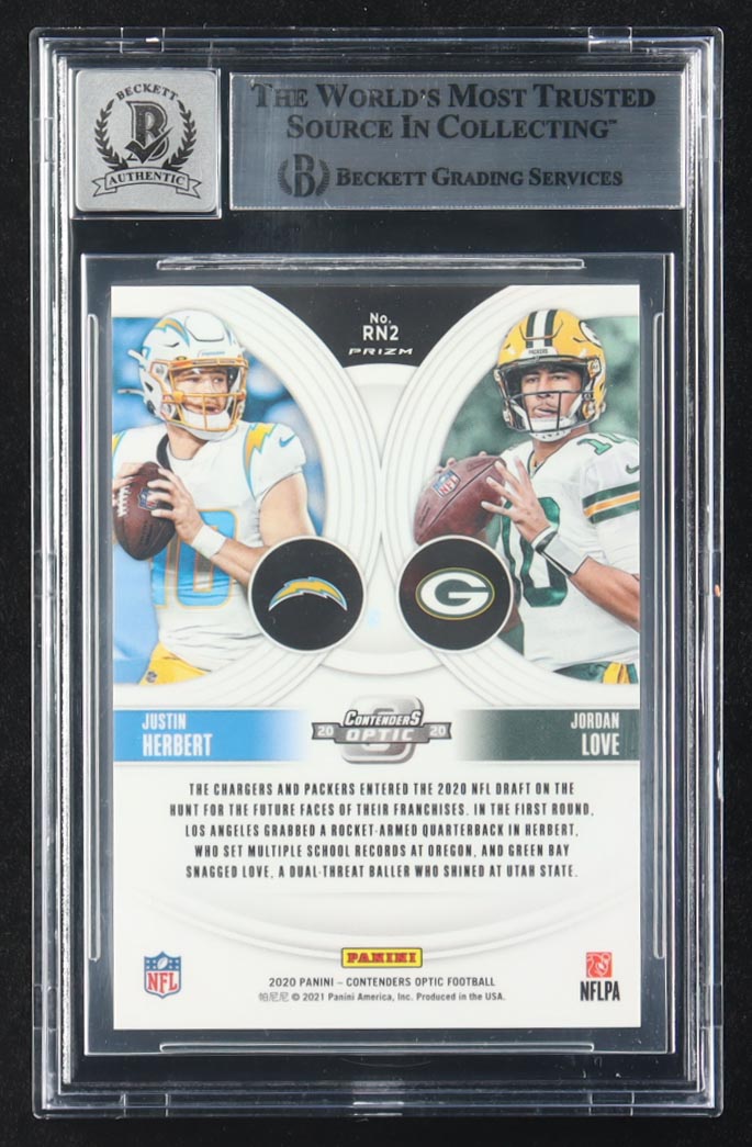 Justin Herbert & Jordan Love Signed 2020 Panini Contenders Optic Round ...