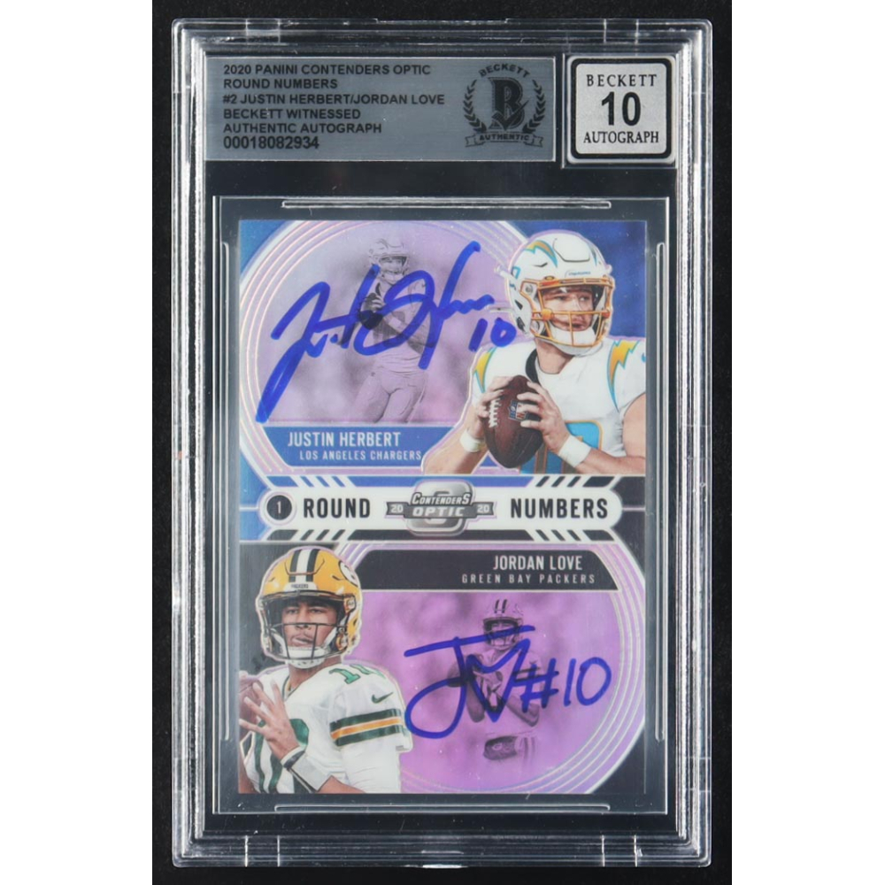 Justin Herbert & Jordan Love Signed 2020 Panini Contenders Optic Round ...