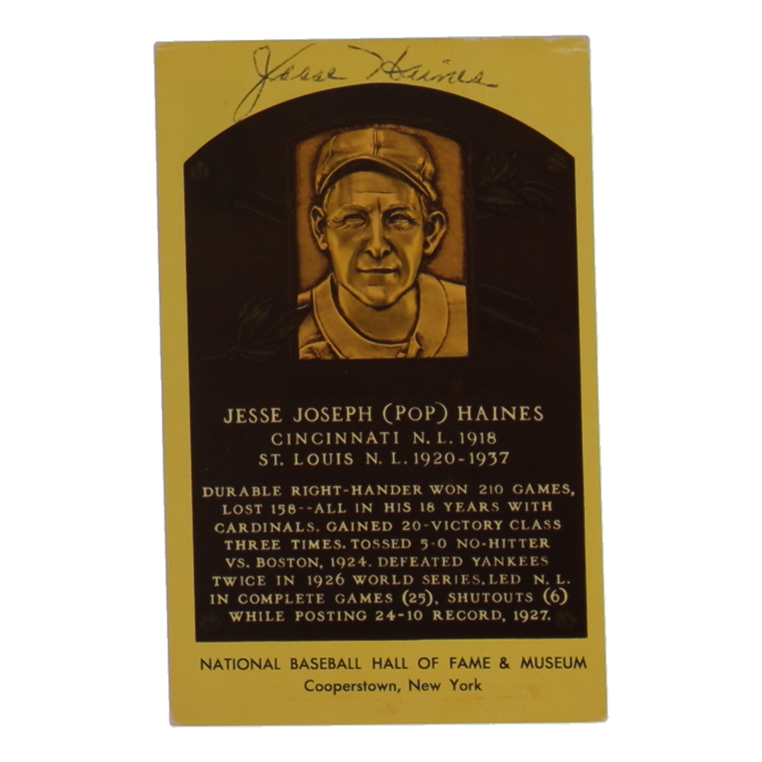 Jesse Joseph Haines Signed Hall of Fame Plaque (Beckett) | Pristine Auction