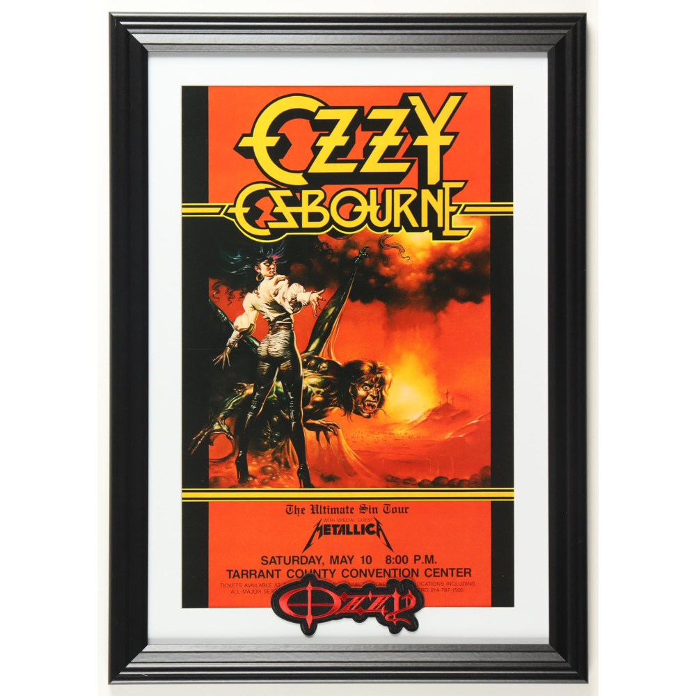 1986 "Ozzy Osbourne & Metallica" Fort Worth Concert Custom Framed ...