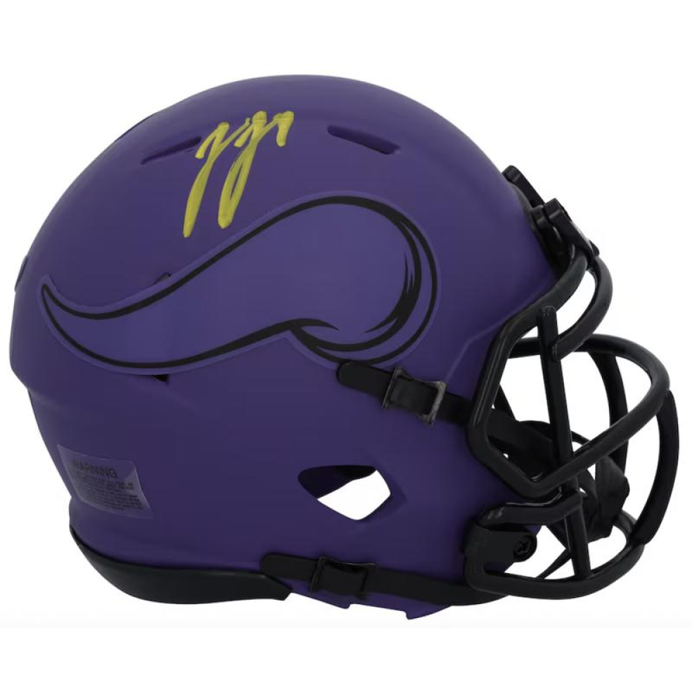 J.J. McCarthy Signed Vikings Rave Alternate Speed Mini Helmet (Fanatics ...