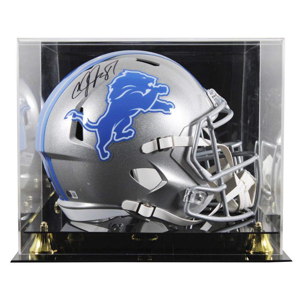 Calvin Johnson Signed Lions Full-Size Speed Helmet with Display Case ...