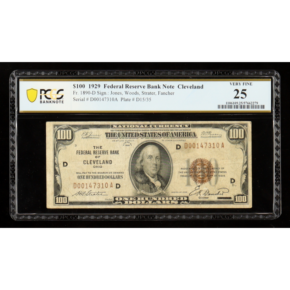 1929 U.S. $100 National Currency Note, Cleveland Ohio - Fr. 1890-D (DA ...