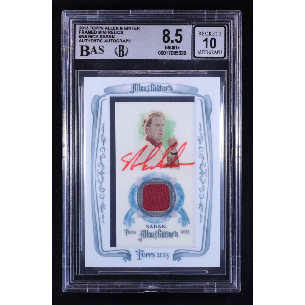 Nick Saban Signed 2013 Topps Allen and Ginter Autographs #NS (BAS 8.5 ...
