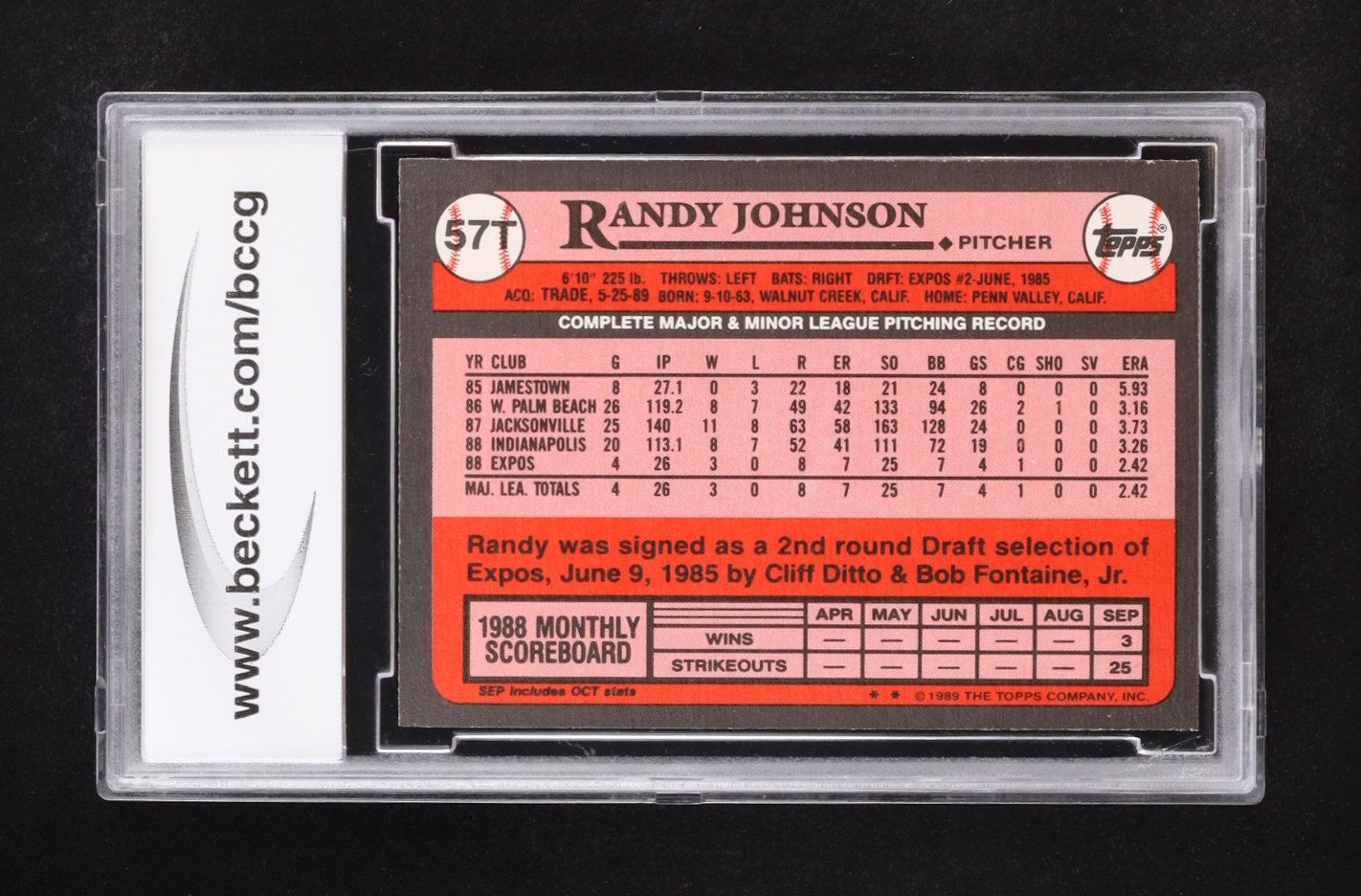 Randy Johnson 1989 Topps Traded #57T RC (BCCG 9) | Pristine Auction