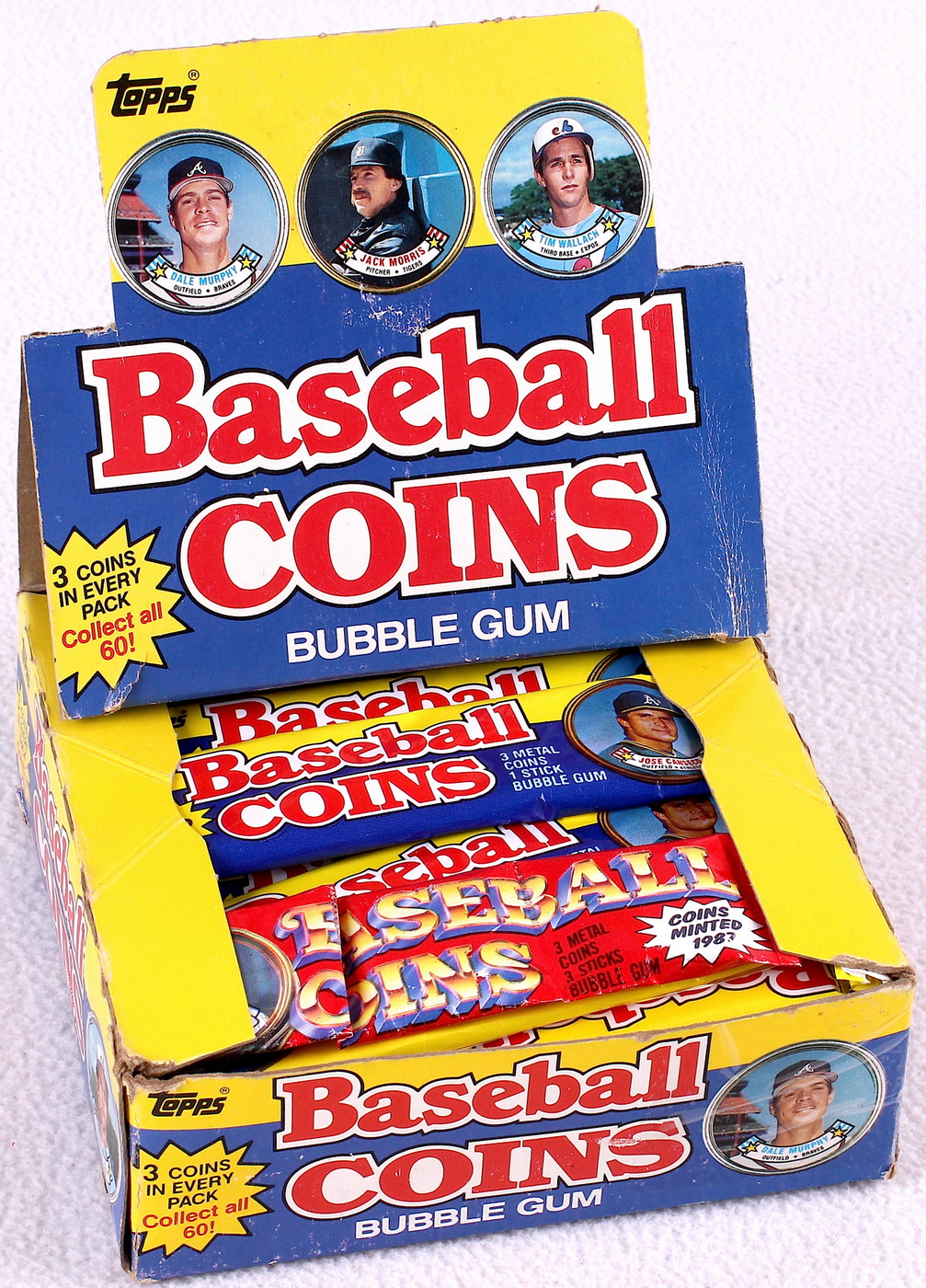 Box of (36) 1988 Topps Baseball Coin Packs With (1) 1987 Topps Baseball ...