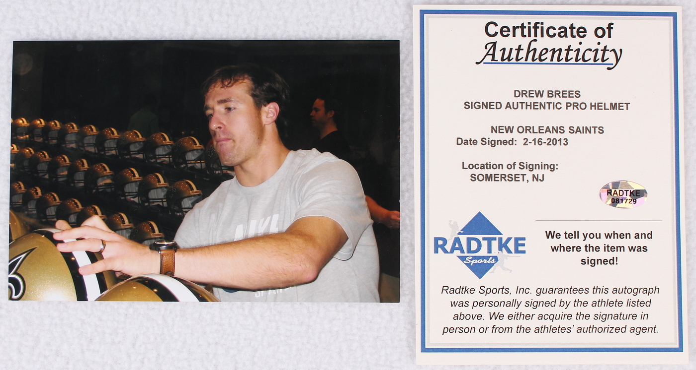 Drew Brees Signed Saints Full-Size Authentic Proline Helmet (Radtke COA ...