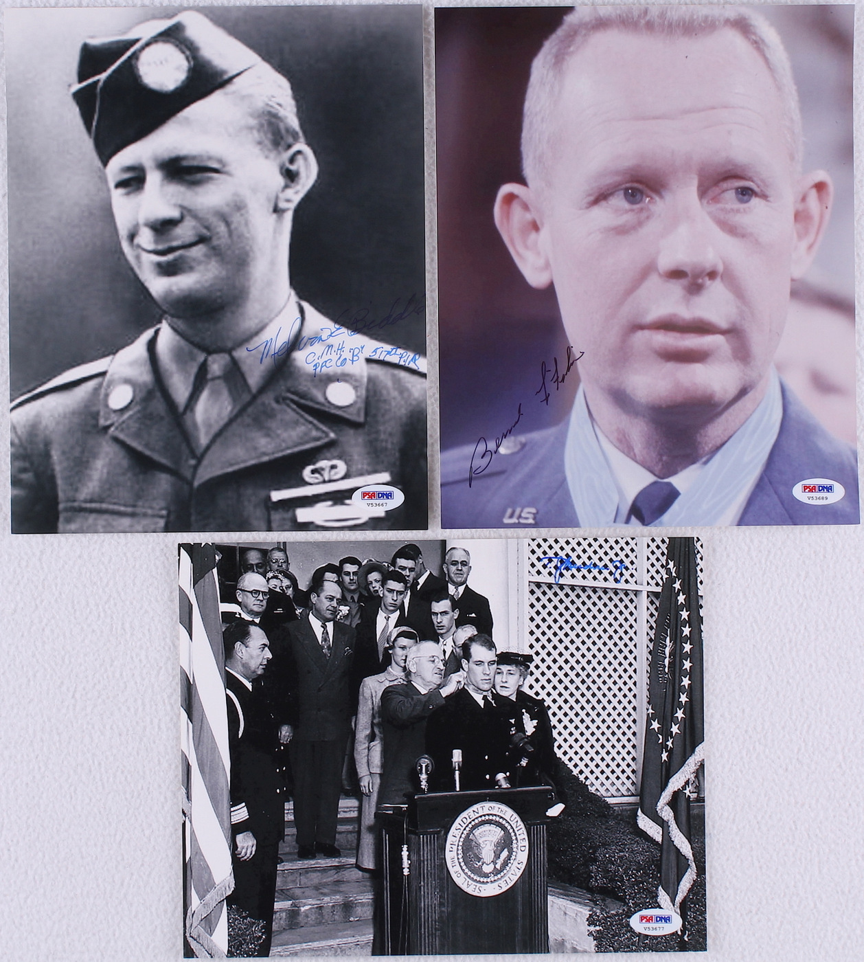 Lot of (3) Signed Medal of Honor Recipient 8x10 Photos with Bernard ...