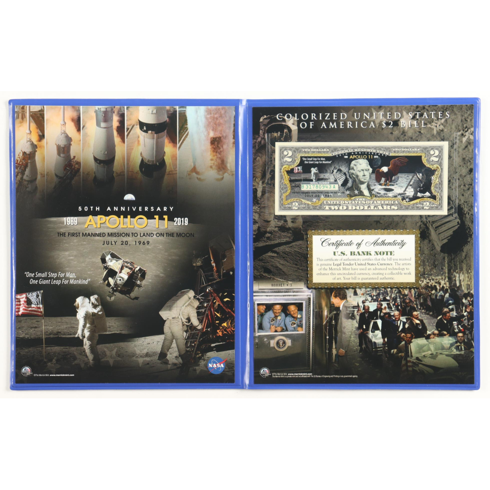 Apollo 11 50th Anniversary Genuine Legal Tender Colorized U.S. $2.00 ...