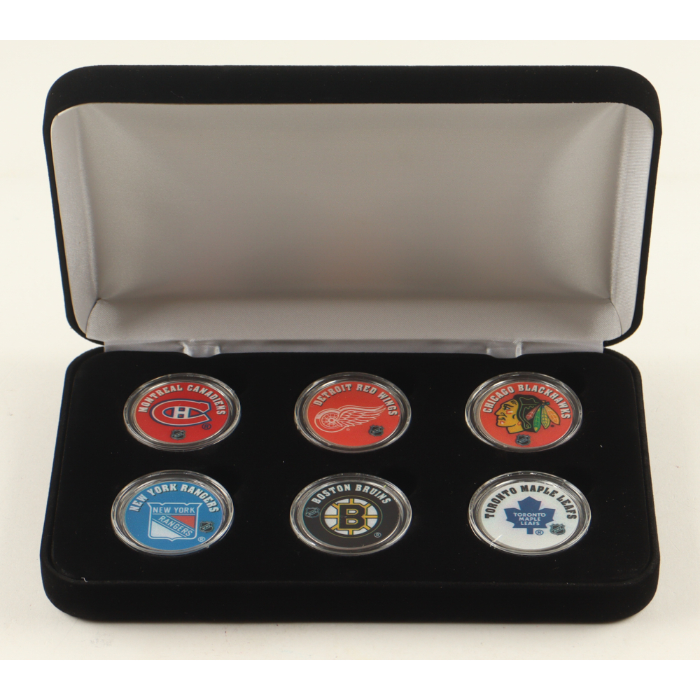 NHL Team Logo Colorized Set Of (6) Coins | Pristine Auction