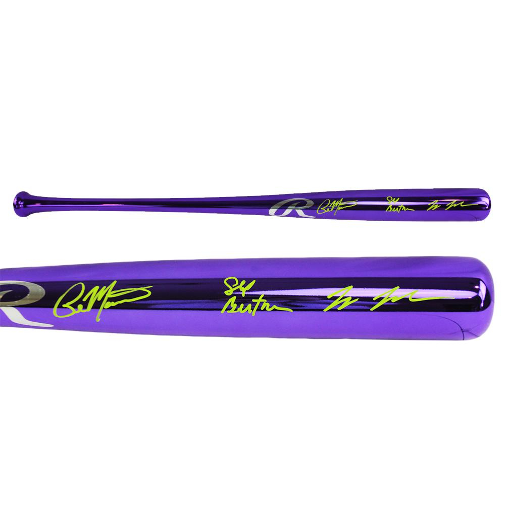 Jay Johnson, Paul Manieri & Skip Bertman Signed Rawlings Purple Chrome ...