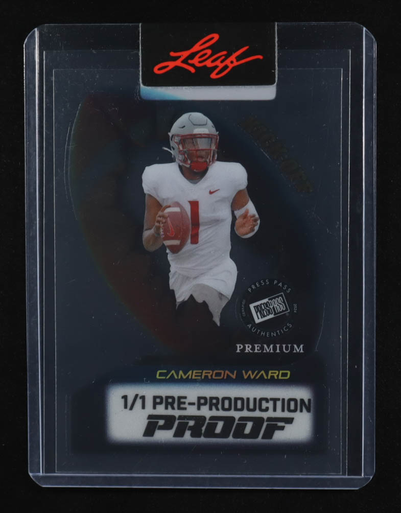 Cameron Ward 2024 Leaf Press Pass Premium Kick-Off Pre-Production Proof ...
