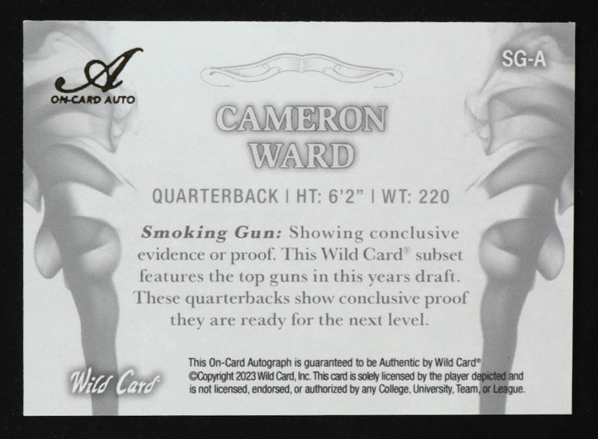 Cameron Ward 2023 Wild Card Matte Smoking Guns Autograph Gold #SGA #3/3 ...
