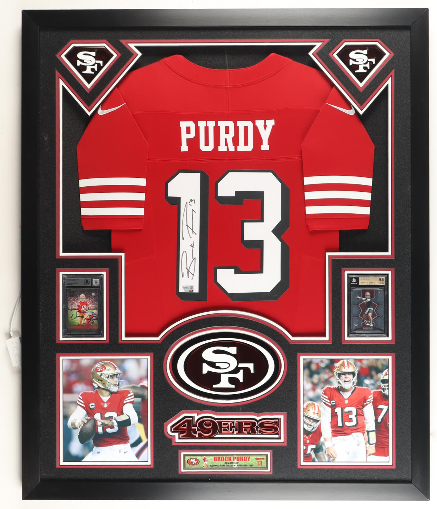 Brock Purdy Signed Custom 49ers Nike Authentic Framed Jersey with LED ...