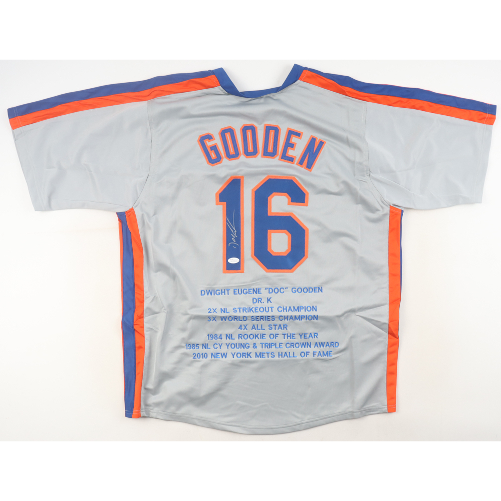 Dwight "Doc" Gooden Signed Career Highlight Stat Jersey (JSA ...