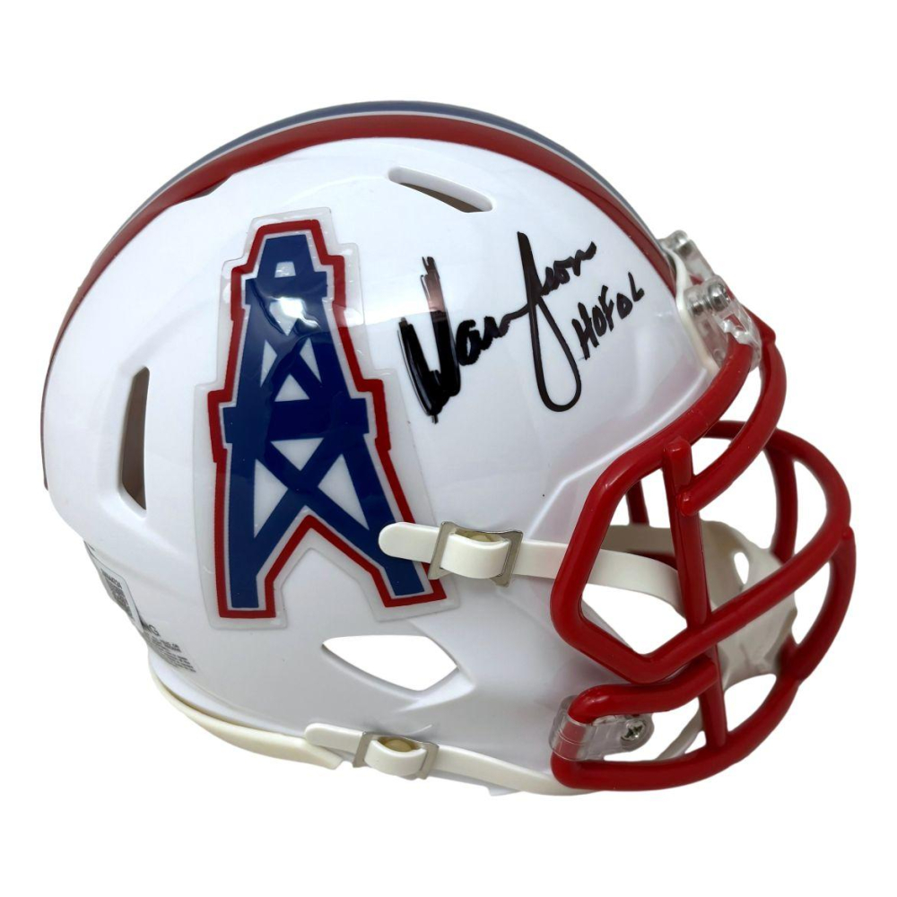 Warren Moon Signed Oilers Speed Mini Helmet Inscribed "HOF 16" (Beckett ...