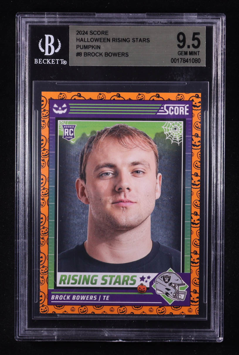 Brock Bowers 2024 Score Halloween Rising Stars Pumpkin #8 RC (BGS 9.5 ...