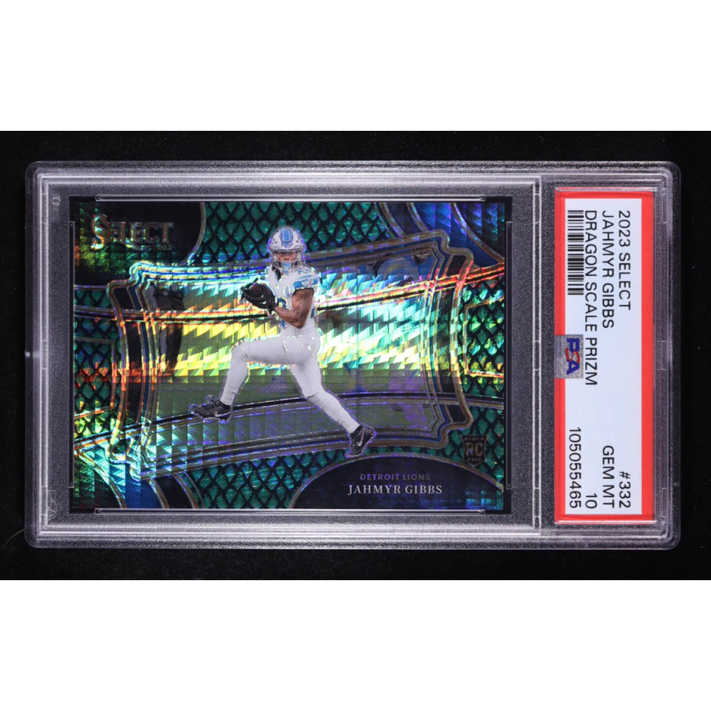 Jahmyr Gibbs 2023 Select Prizm Dragon Scale #332 #38/70 RC (PSA 10 ...