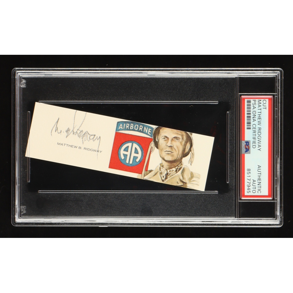 Matthew Ridgway Signed Cut Signature with Portrait (PSA) WWII 82nd ...