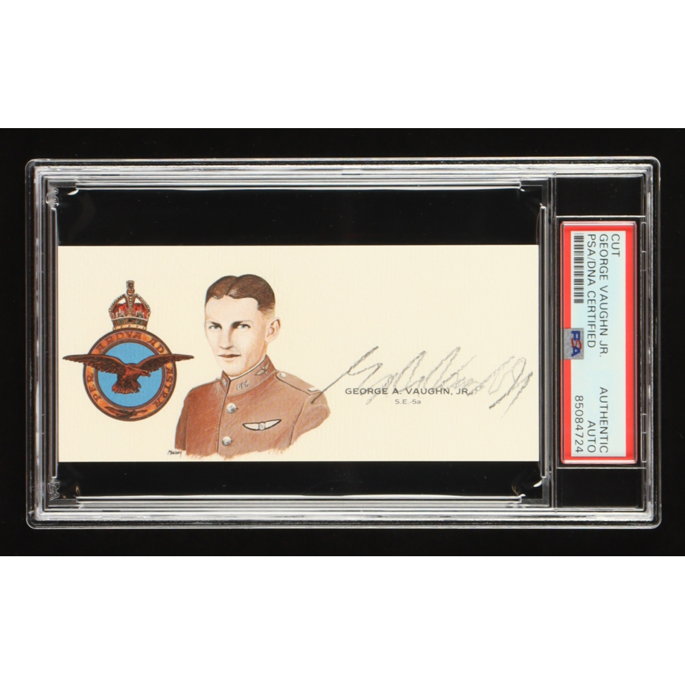 WWI Ace George Vaughn Jr. Signed Signed Cut with Portrait (PSA ...