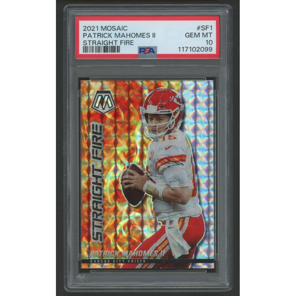 Patrick Mahomes II 2021 Panini Mosaic Straight Fire Mosaic #1 (PSA 10 ...