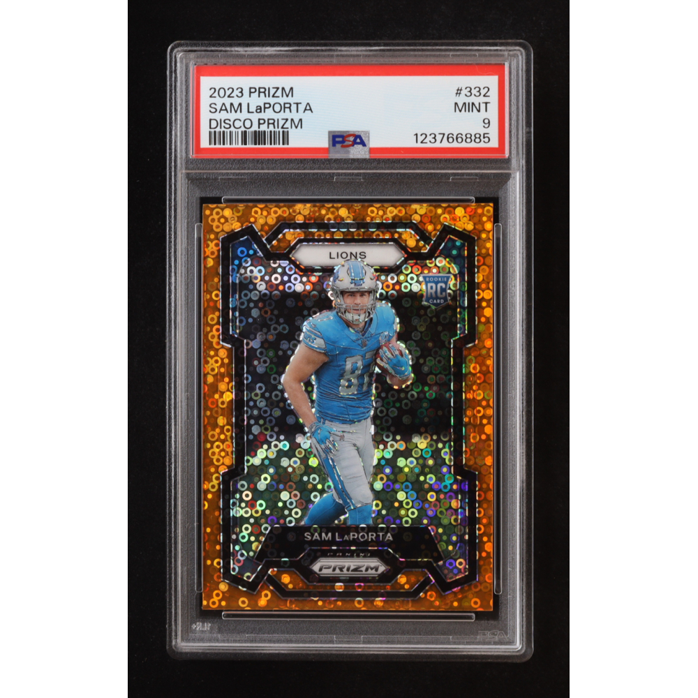 Sam LaPorta 2023 Panini Prizm Prizms Orange Disco #332 RC (PSA 9 ...