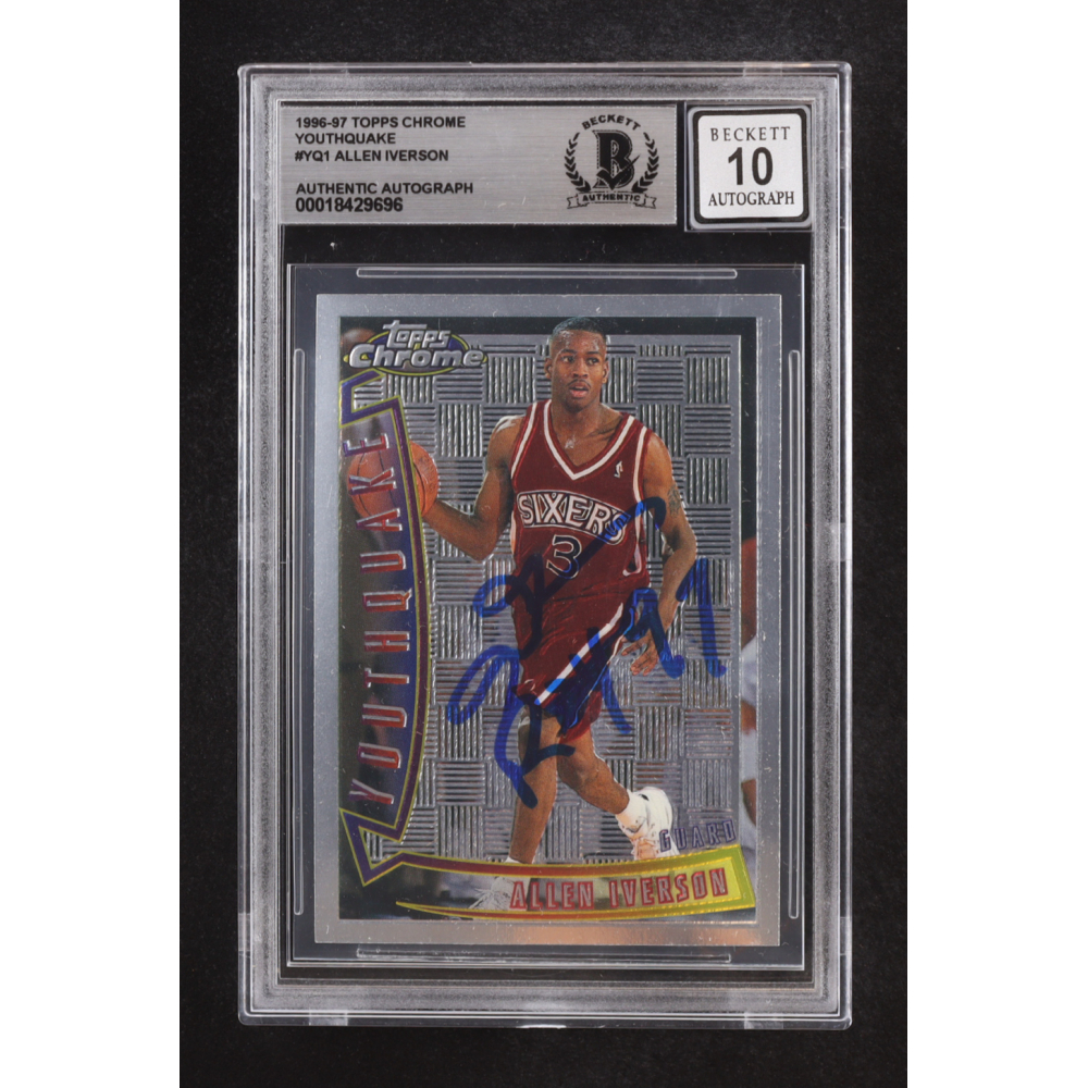 Allen Iverson Signed 1996-97 Topps Chrome Youthquake #YQ1 Inscribed ...