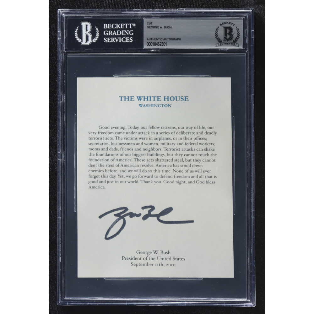 George W. Bush Signed 5x6 Cut (BGS) | Pristine Auction