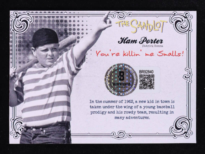 Patrick Renna Signed "The Sandlot" Custom Trading Card (Beckett ...