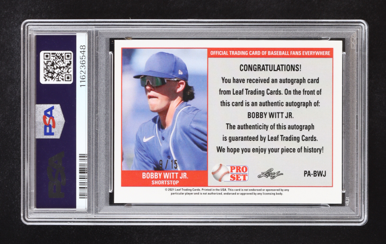 Bobby Witt Jr. Signed 2021 Pro Set Metal 59 Pro Set Auto Crystal Purple ...