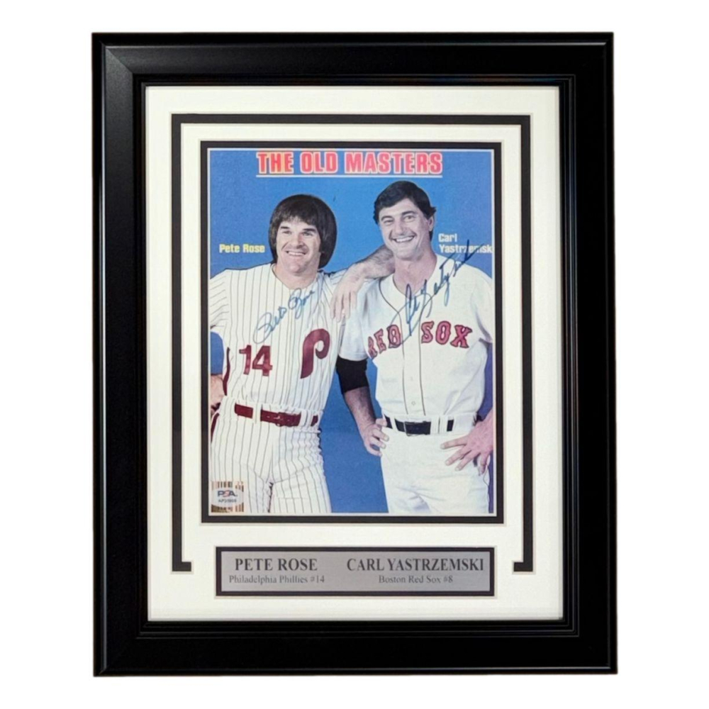 Pete Rose & Carl Yastrzemski Signed Custom Framed Photo (PSA ...