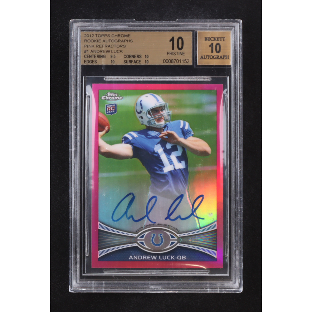 Andrew Luck Signed 2012 Topps Chrome Rookie Autographs Pink Refractors ...