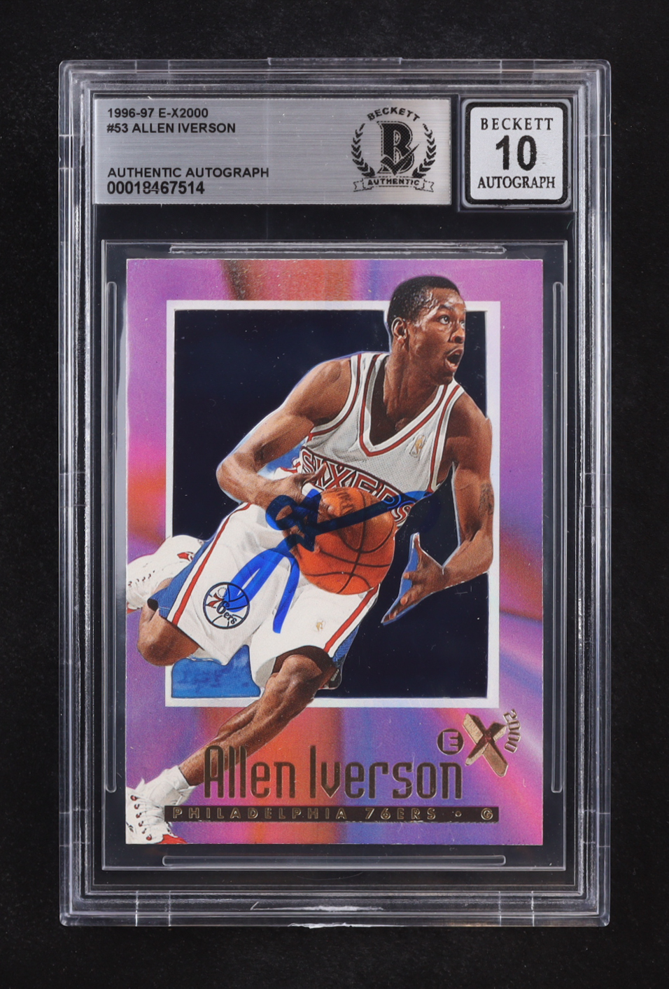 Allen Iverson Signed 1996-97 E-X2000 Auto #53 RC (Beckett | Autograph ...