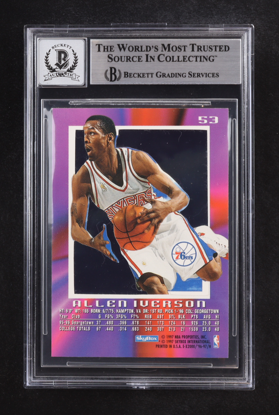 Allen Iverson Signed 1996-97 E-X2000 Auto #53 RC (Beckett | Autograph ...